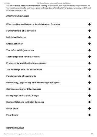 HR – Human Resource Administrator Training - One Education | PDF ...