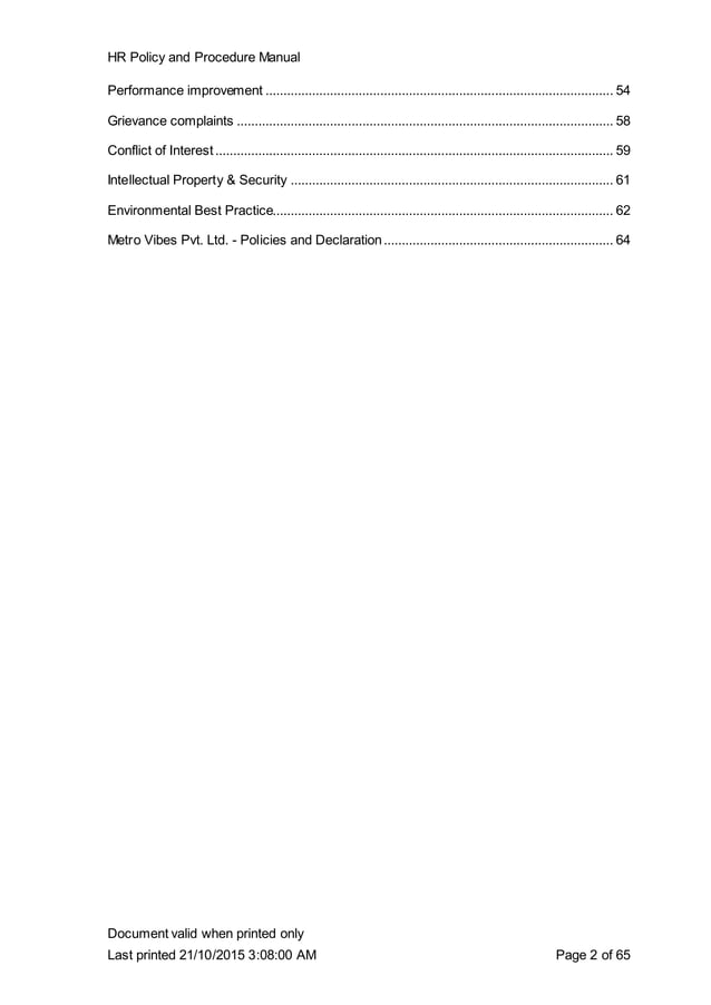 Hr manual-template | PDF
