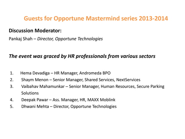 Hr mastermind series-I | PPT