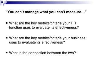 Using Human Capital Metrics | PPT