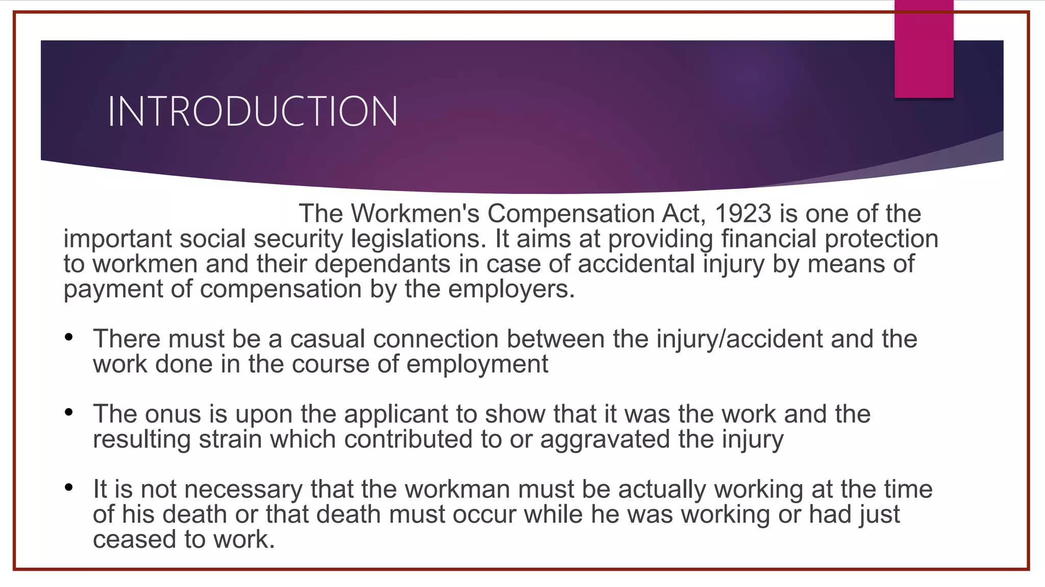 Workmen Compensation Act 1923 | PPTX