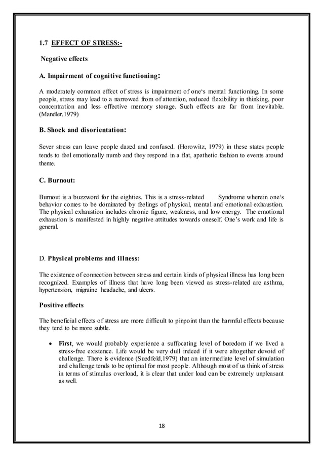 Project Report on Stress | DOCX