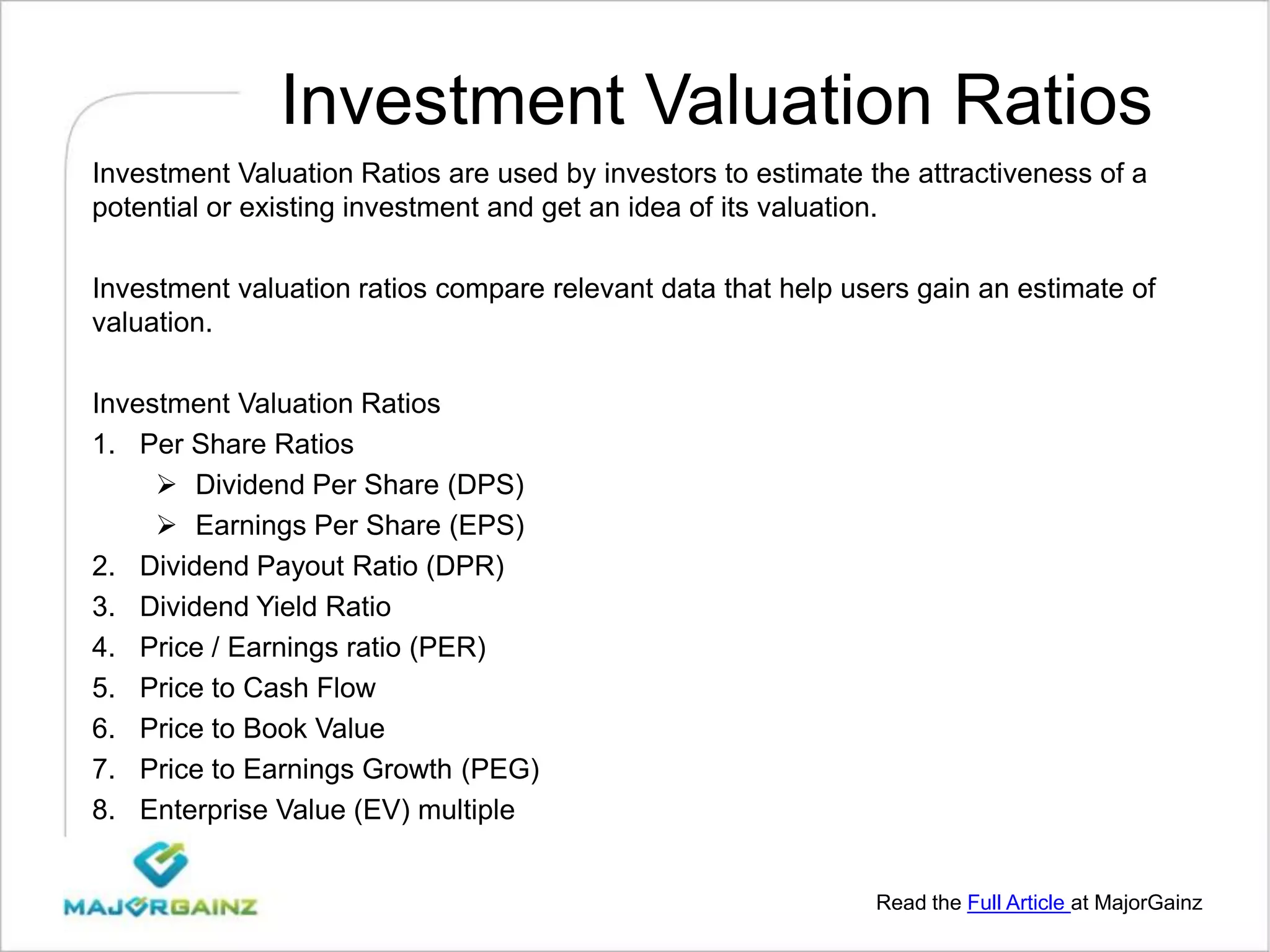 Investment Valuation Ratios | PDF