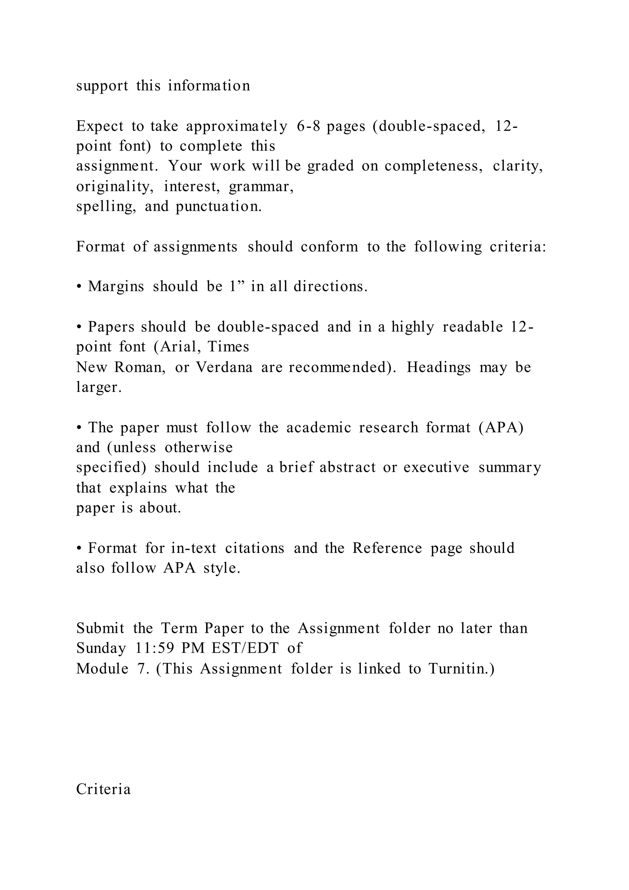 HRA 360 Term Paper Guidelines and Rubric The Term Paper