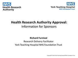 Health Research Authority Approval: Information for Sponsors | PDF
