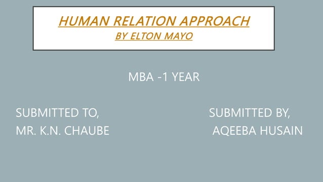 human relationship approach | PPT