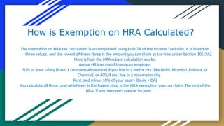 HRA Calculator - Calculate House Rent Allowance in India | PPTX