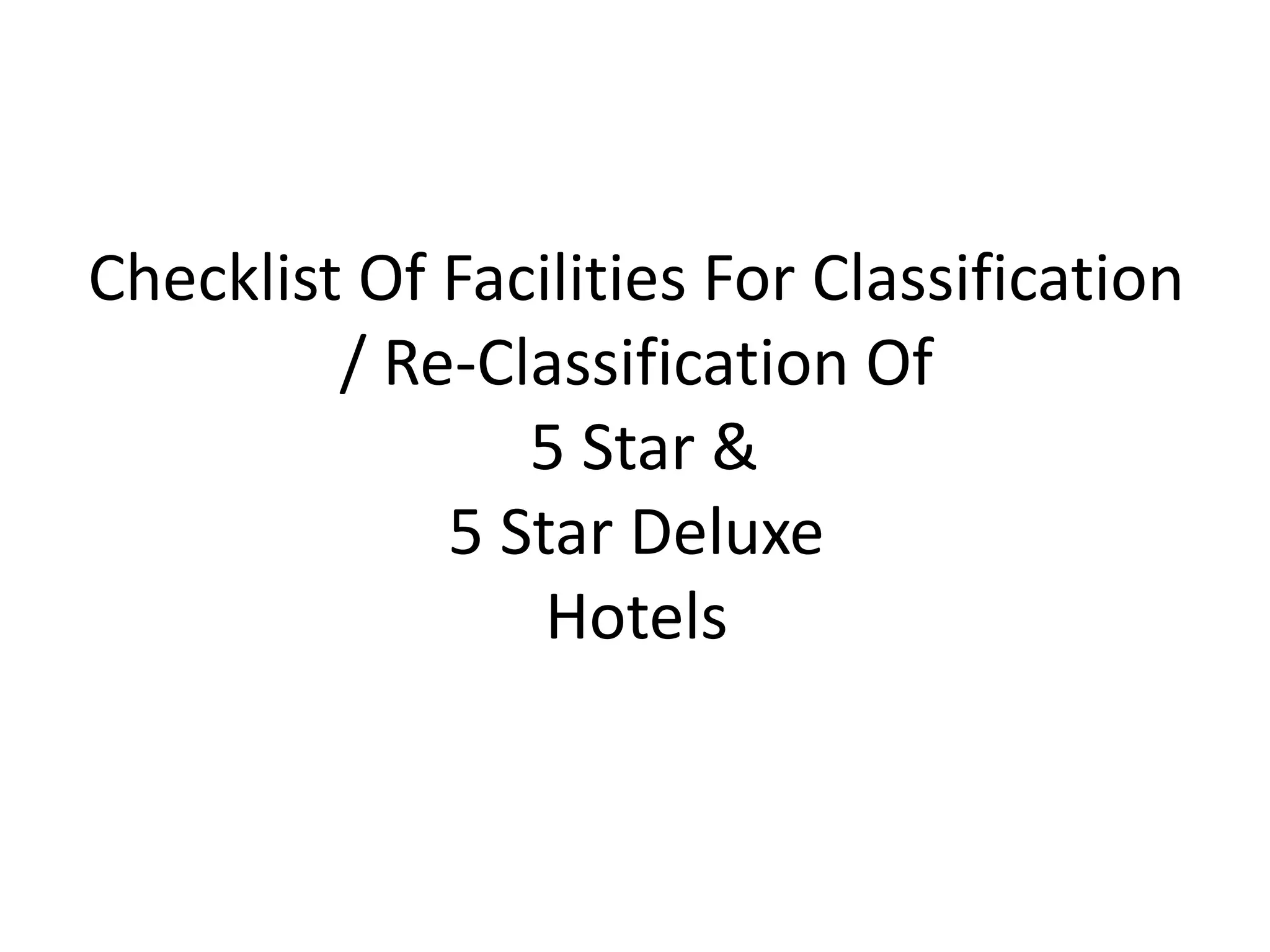 HRACC 5 Star Hotel Design Requirements,India | PPTX
