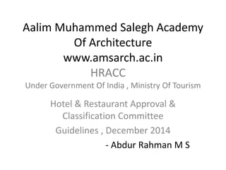 HRACC 5 Star Hotel Design Requirements,India | PPTX