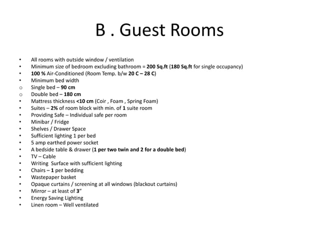 HRACC 5 Star Hotel Design Requirements,India | PPTX