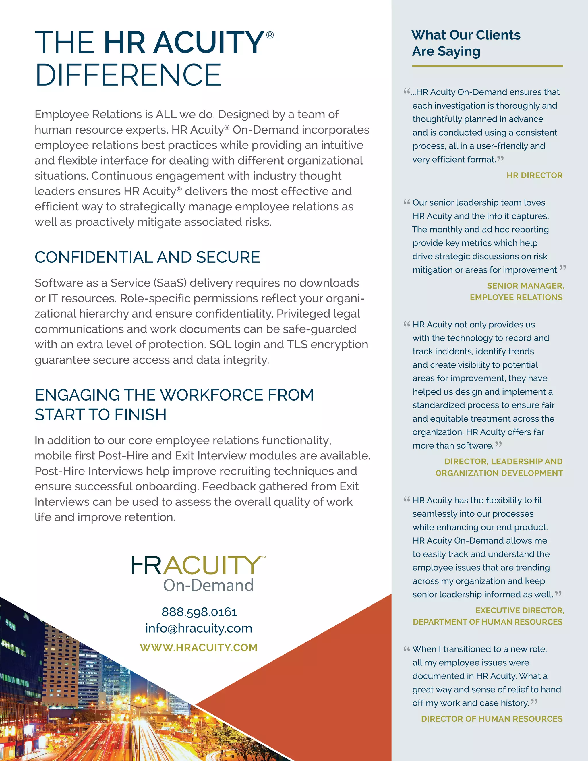 HR Acuity On-Demand: The Total Employee Relations Solution | PDF