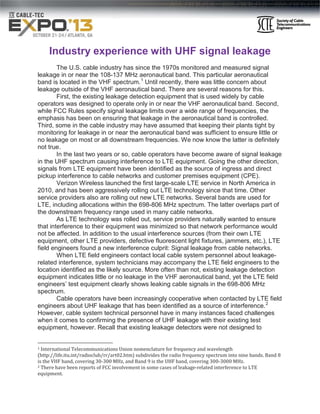 Signal Leakage and Ingress at Higher Frequencies, Understanding the ...