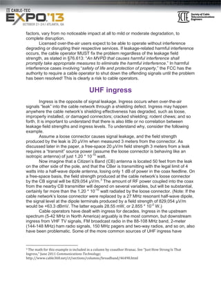 Signal Leakage and Ingress at Higher Frequencies, Understanding the ...