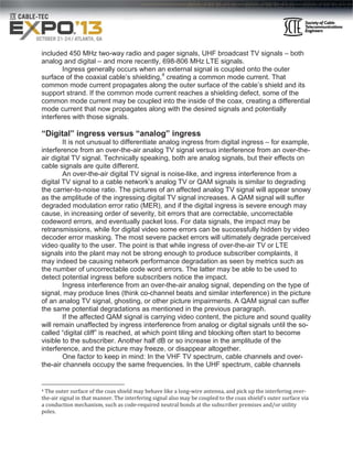 Signal Leakage and Ingress at Higher Frequencies, Understanding the ...