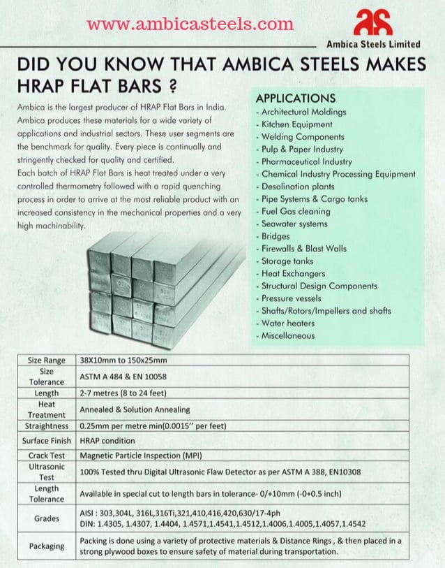 Ambica Steels: The Leading HRAP Flat Bars Producers in India | PDF