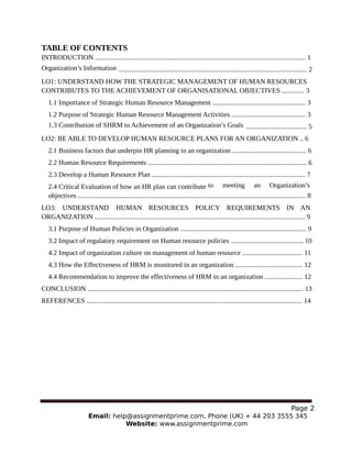 HR Management Assignment Sample | PDF