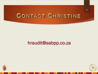 Christine Botha, Head of #SABPP Audit Unit shares world’s 1st National ...