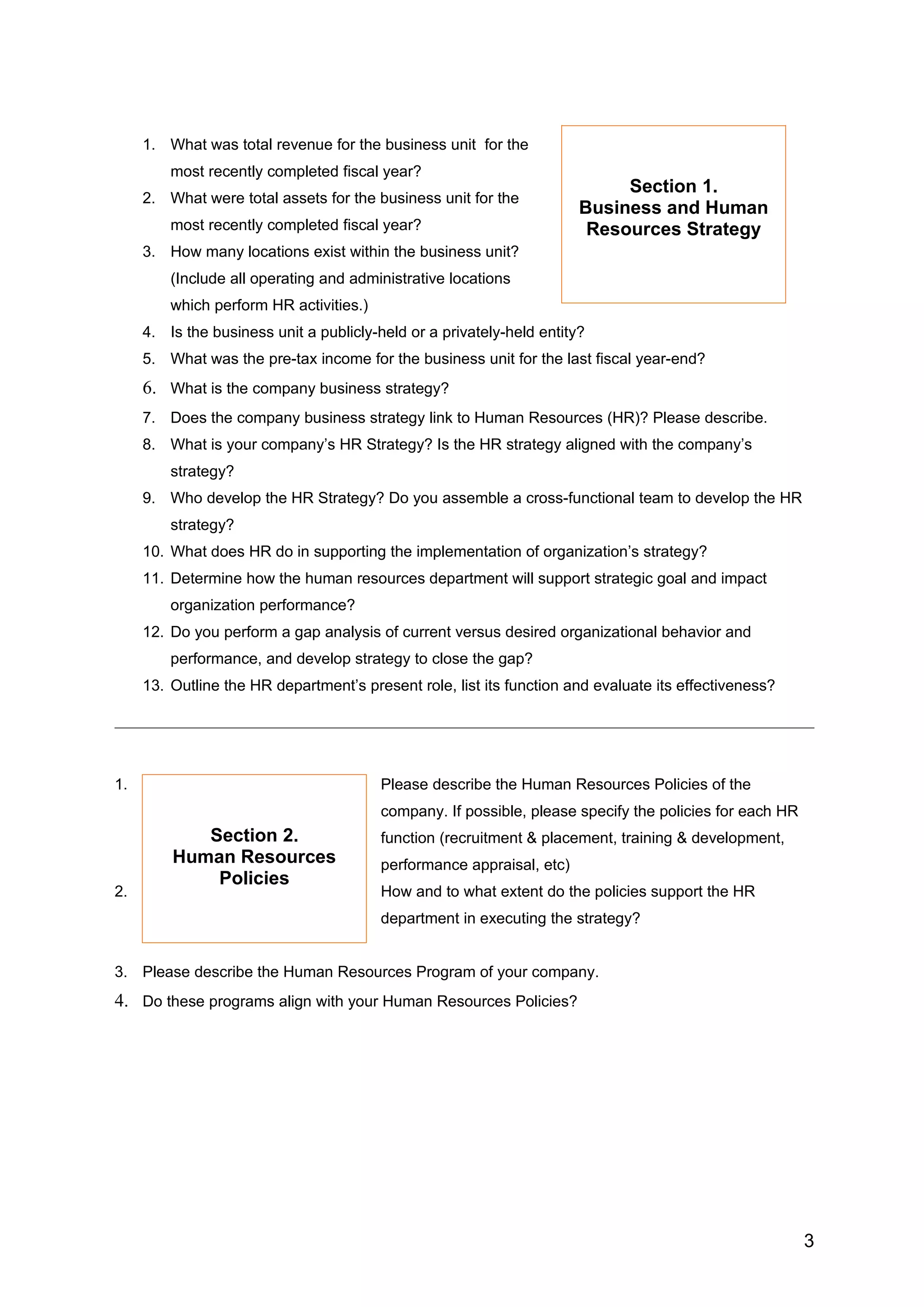 Hr audit questionnaire | DOC