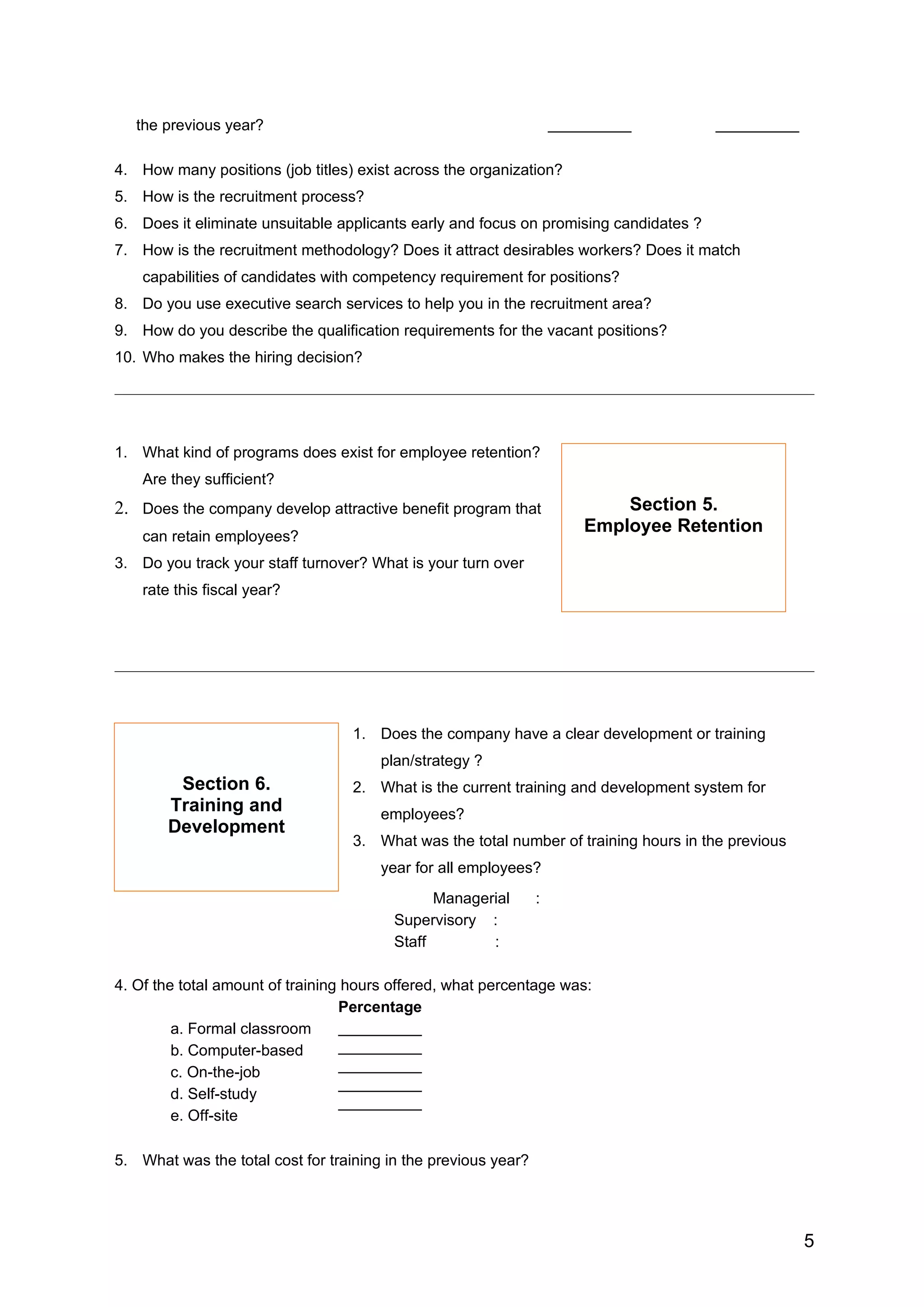 Hr audit questionnaire | DOC