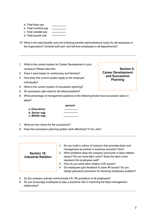 Hr audit questionnaire | DOC