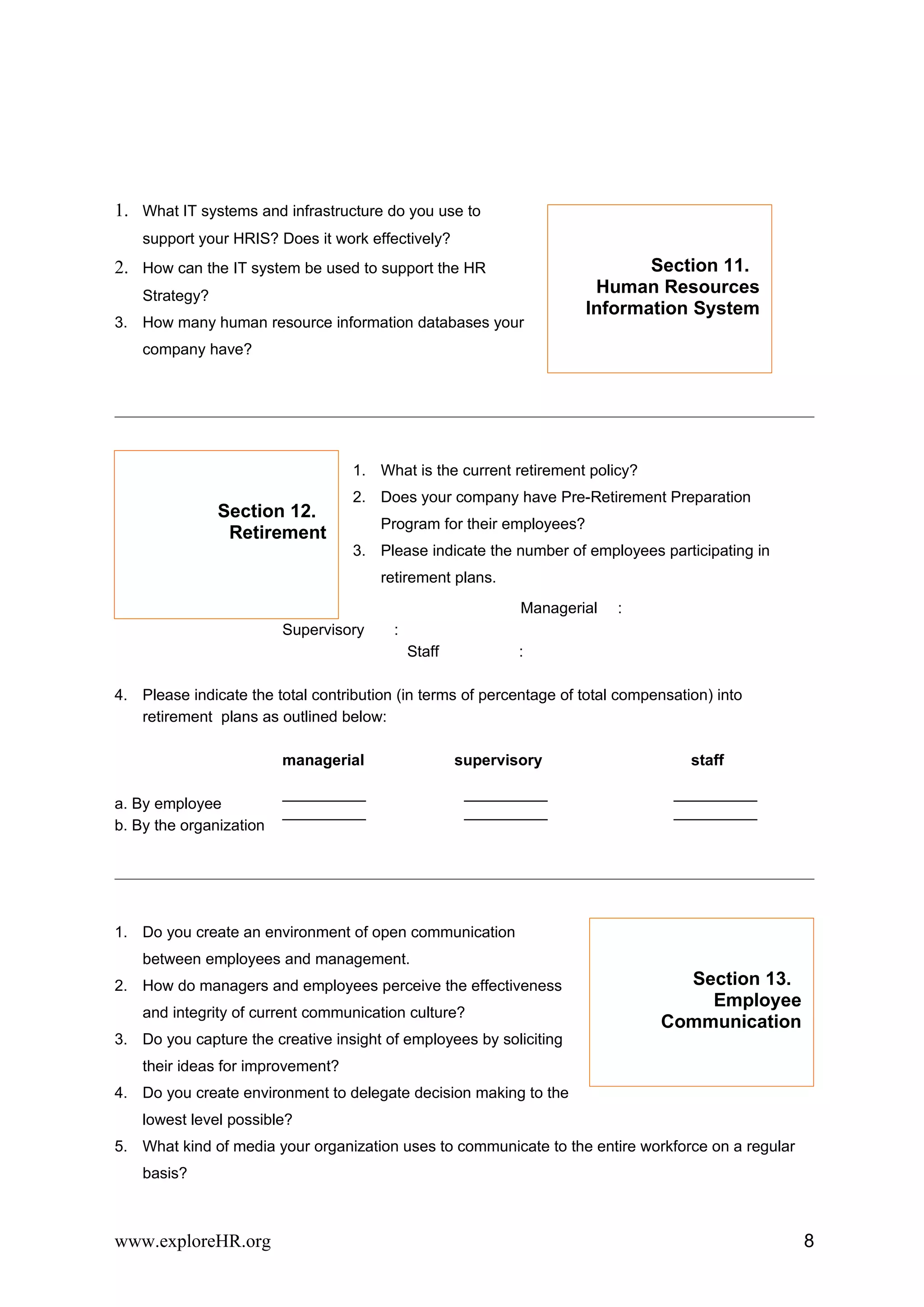 Hr Audit Questionnaire | PDF