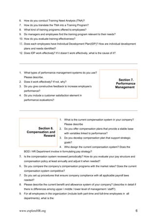 Hr Audit Questionnaire | PDF