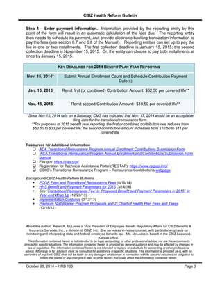 Health Reform Bulletin – Completing the Transitional Reinsurance Fee ...