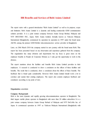 Hr benefits and services of robi axiata limited: tranning and development 4 | DOCX