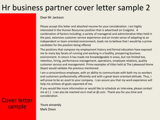 Hr business partner cover letter | PPTX