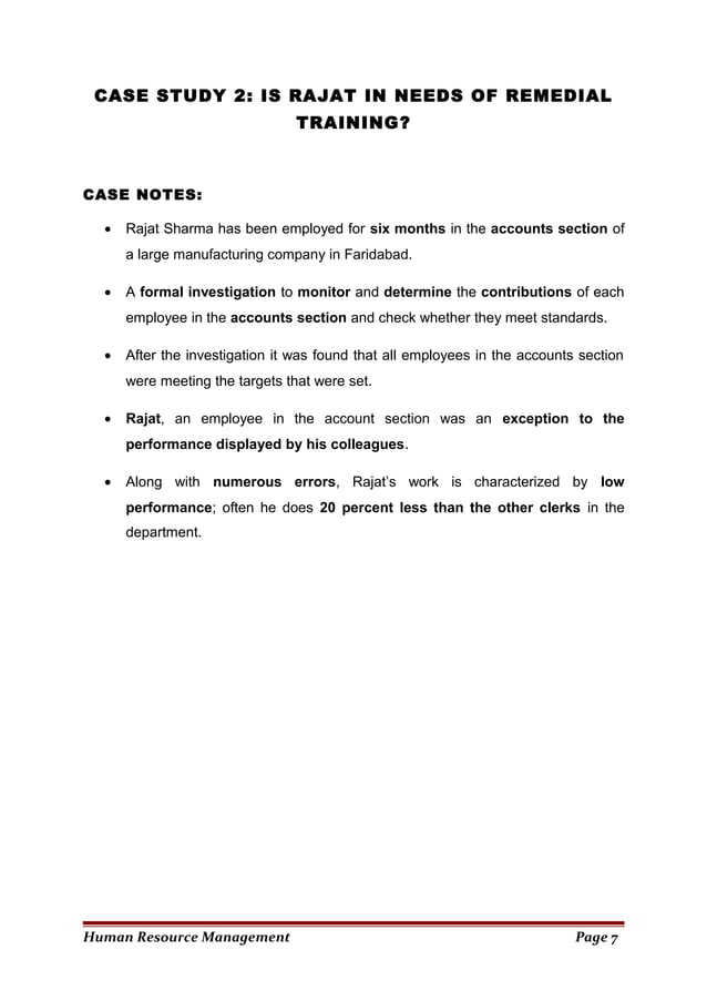 Hr case study | DOC | Resume Writing and Advice | Job Search