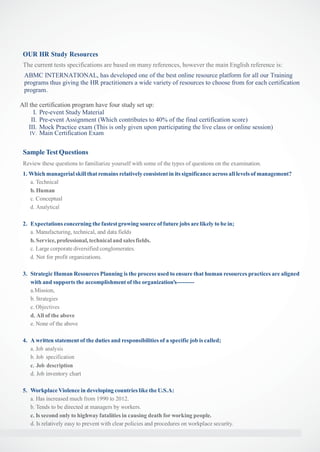 Human Resources Management Certification Course and Training | PDF ...