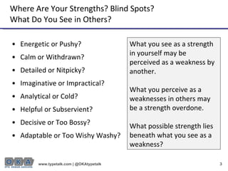 Linking Strengths and Weaknesses: Portraits of Jung Type Behavior | PPT