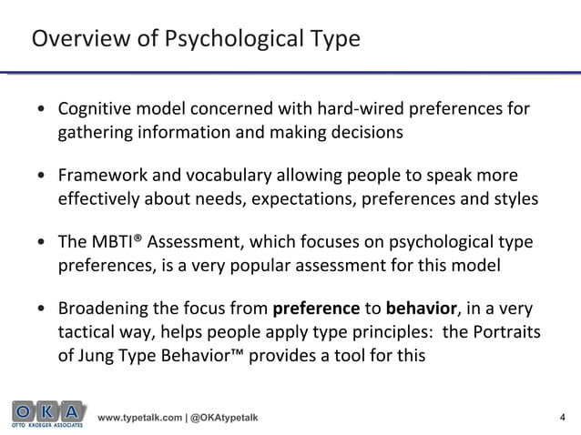 Linking Strengths and Weaknesses: Portraits of Jung Type Behavior | PPT