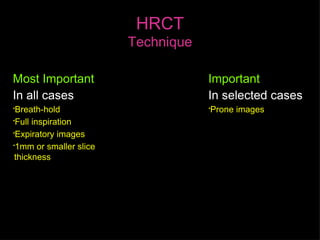 HRCT in Diffuse Lung Diseases - I (Techniques and Quality) | PPT