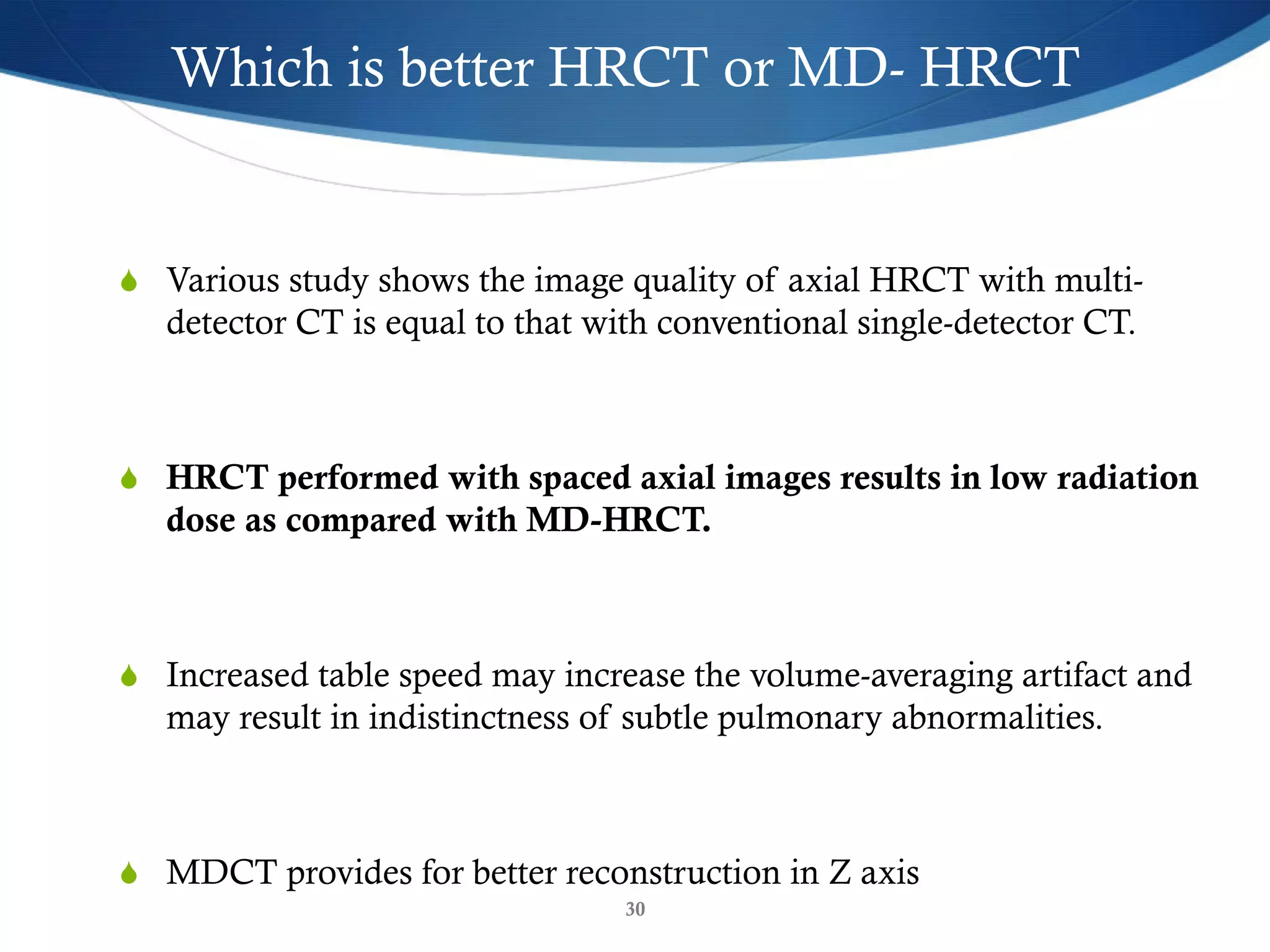 HRCT TECHNIQUE AND INTERPRETATION | PDF