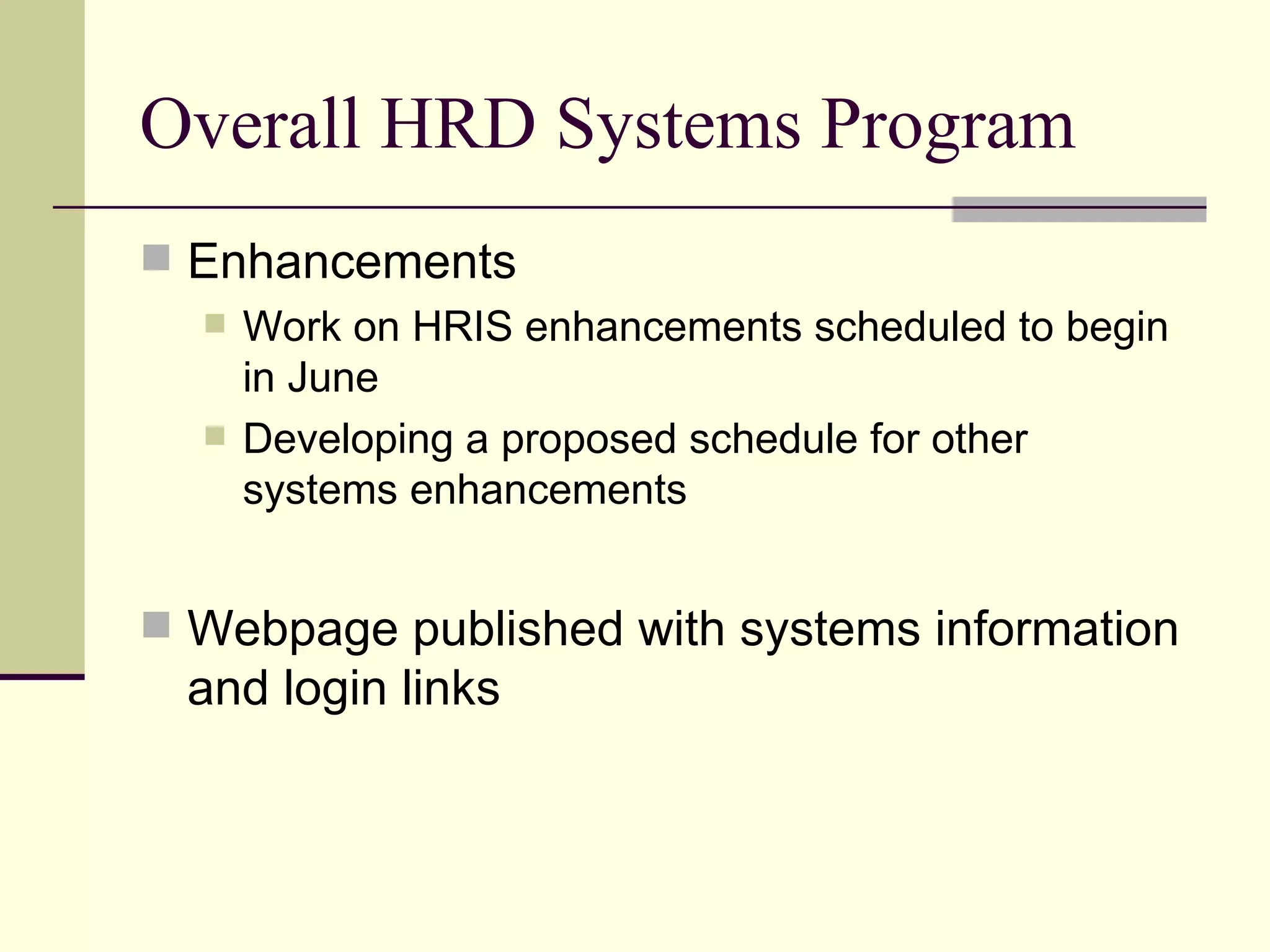 Hrd Systems Briefing | PPS