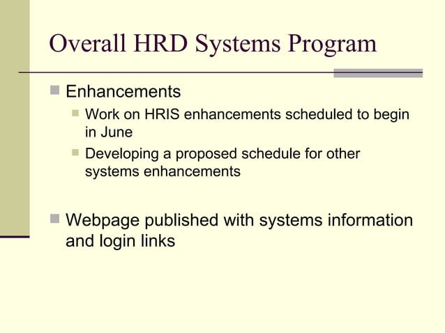 Hrd Systems Briefing | PPT