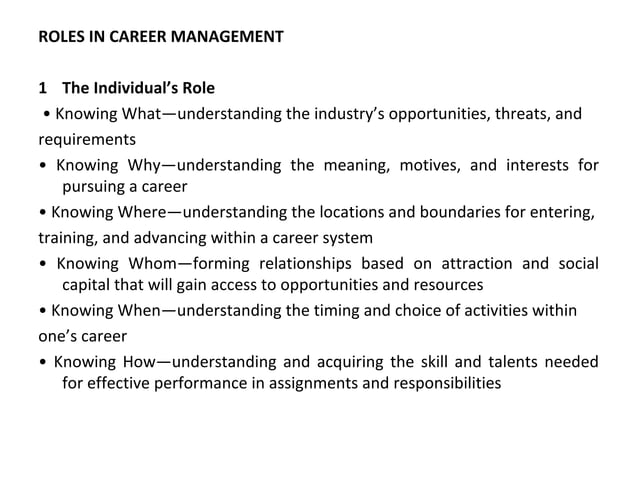 Career Management & Development: Concept, Objectives, Relevance and Process, Career and ...