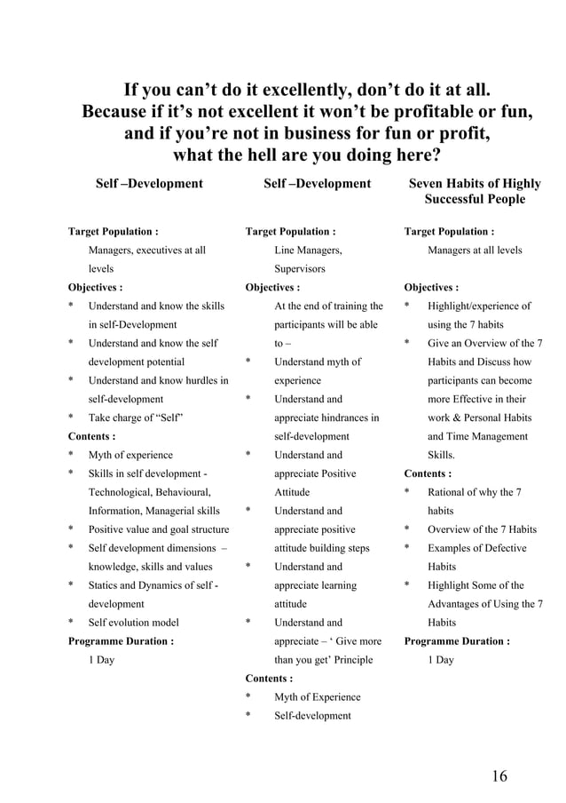 Hrdc Training Programme Details Booklet | DOC