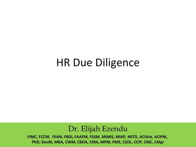 HR Due Diligence | PPT