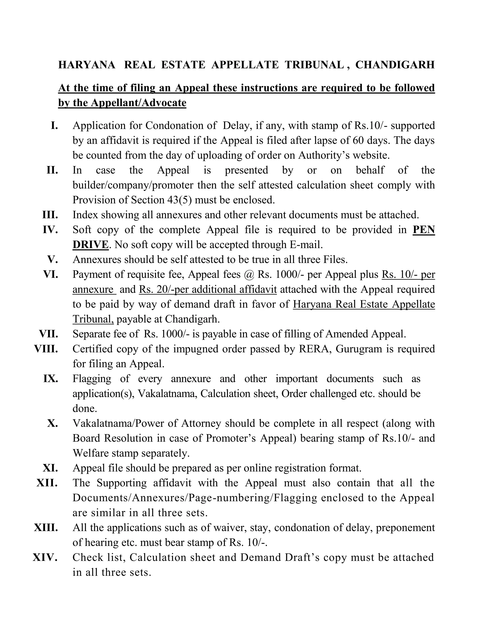 Appeal Instruction HARYANA REAL ESTATE APPELLATE TRIBUNAL 6.3.24