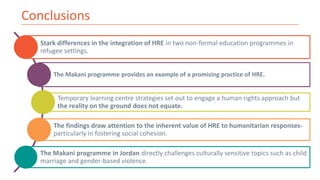Human rights education in humanitarian settings: opportunities and ...