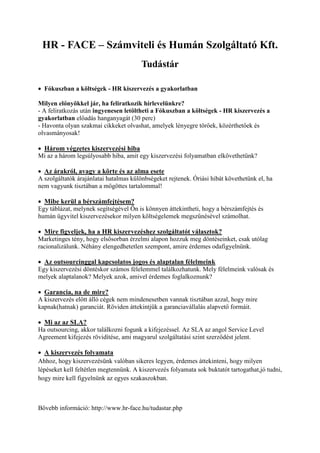 Outsourcing kiszervezése | PDF