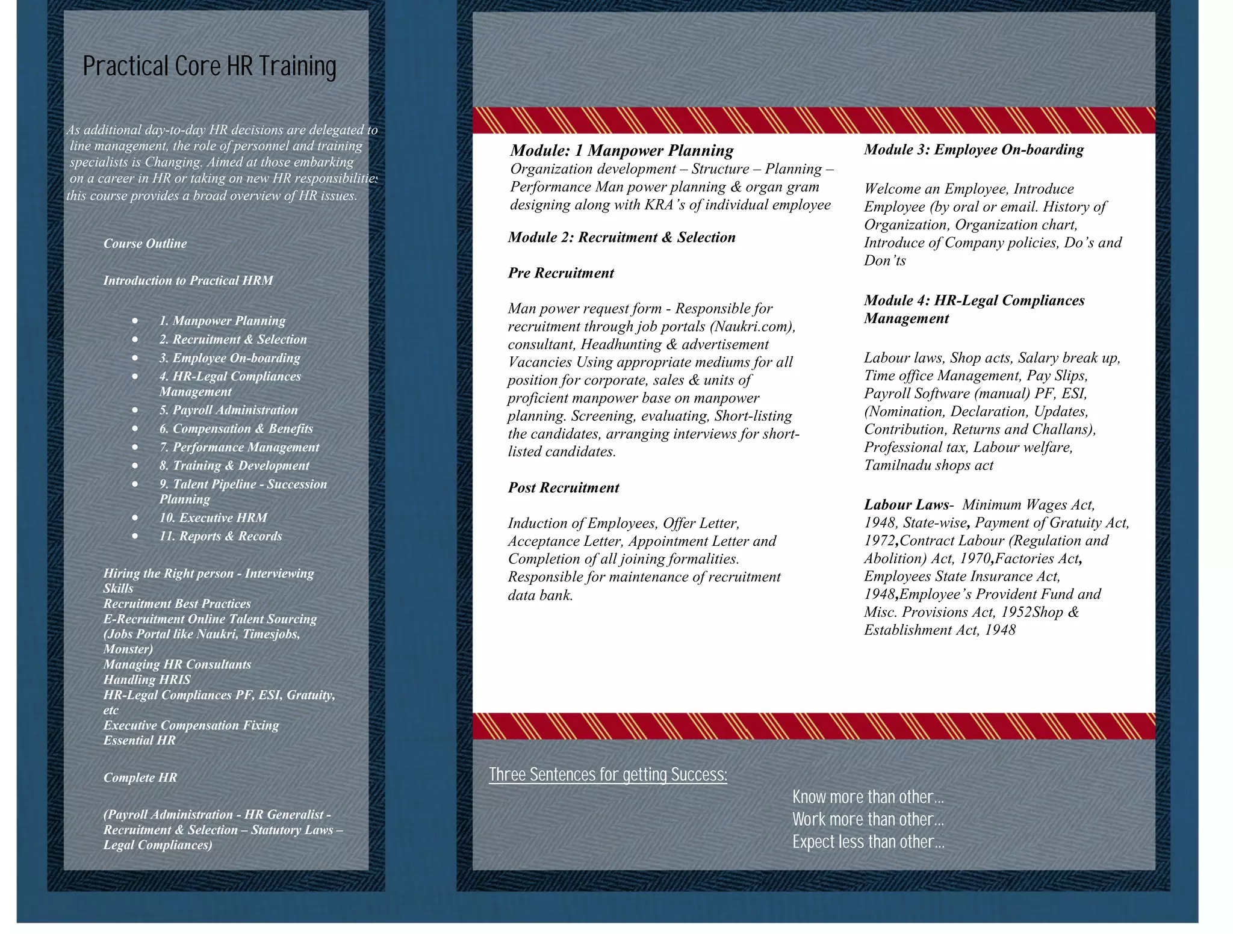 Hr factory hr training brochure | PDF | Human Resources | Business