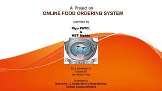 FOOD ORDERING SYSTEM PPT FOR FINAL YEAR PROJECT | PPTX | Computing ...