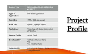 FOOD ORDERING SYSTEM PPT FOR FINAL YEAR PROJECT | PPTX | Computing ...