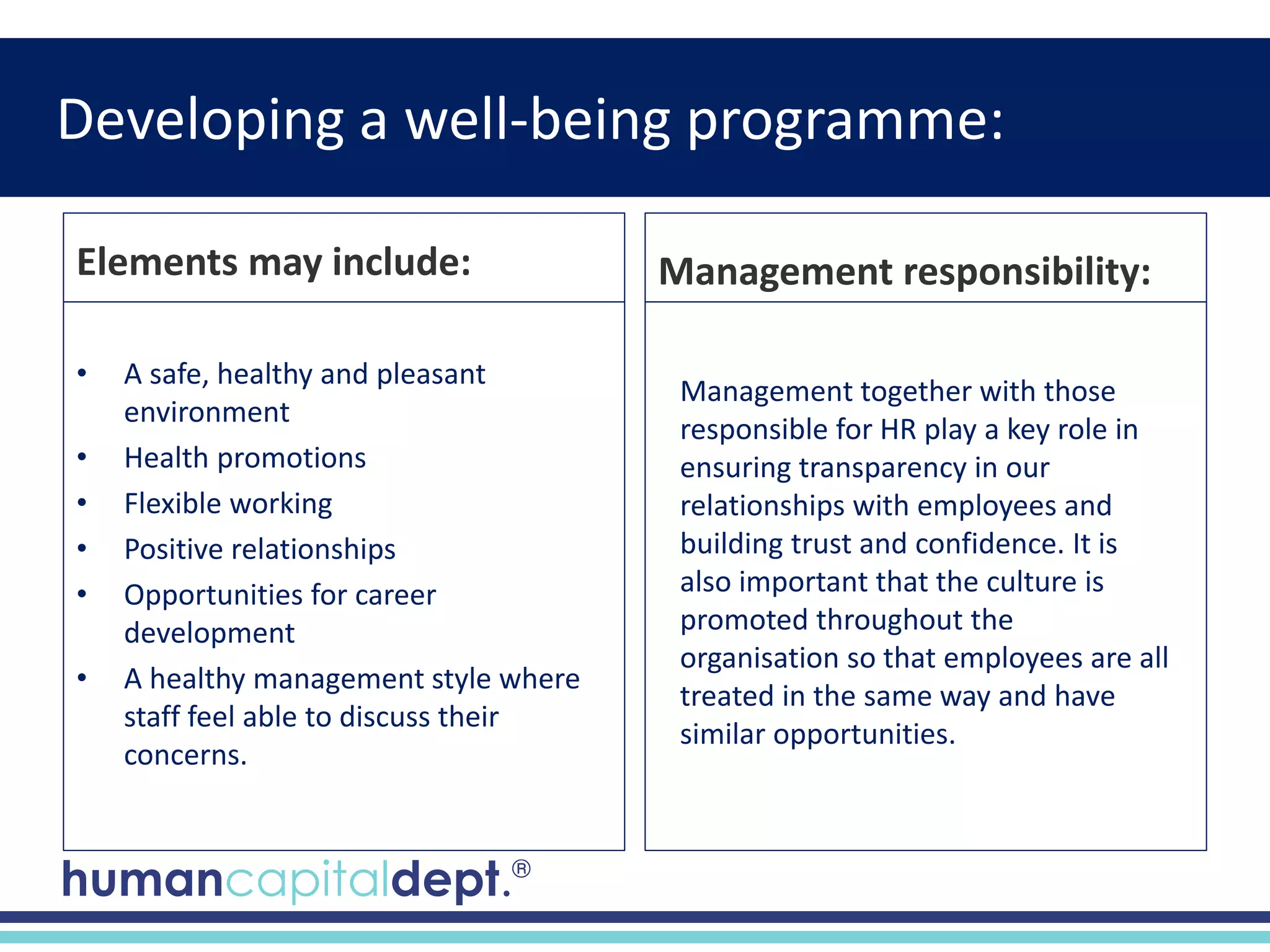 Employee Health, Safety & Well-being | Human Capital Department - HR ...