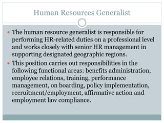 Hr generalist introduction | PPTX
