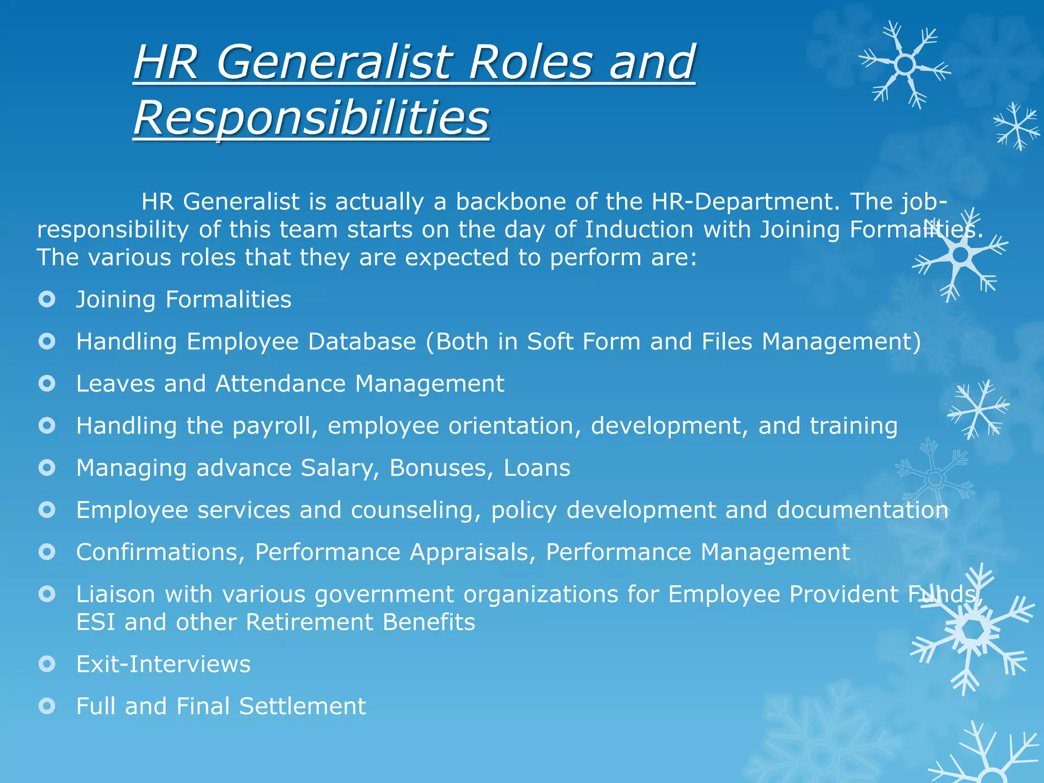 Hr generalist role | PPTX