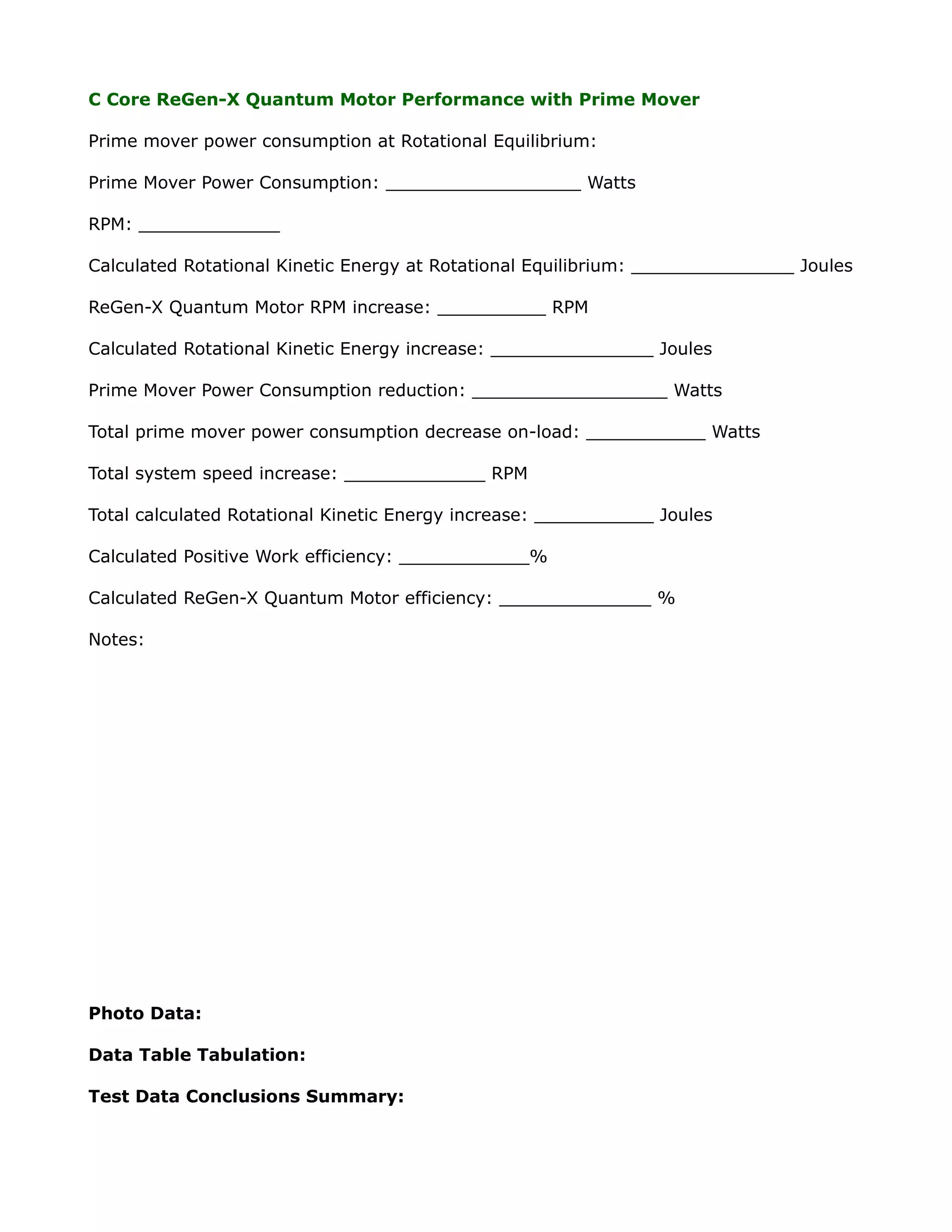 ReGenX Generator and ReGenX Quantum Motor Test and Performance Protocol ...